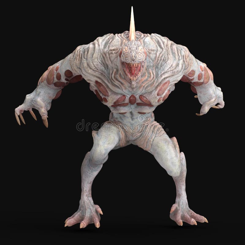 3D-illustration of an Isolated Dangerous Alien Very Strong with Razor ...