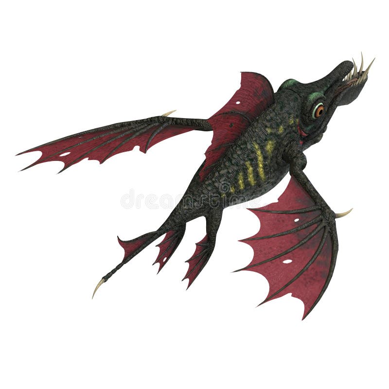 3d-illustration of an Isolated Fantasy Dragon Fish Stock Image - Image ...