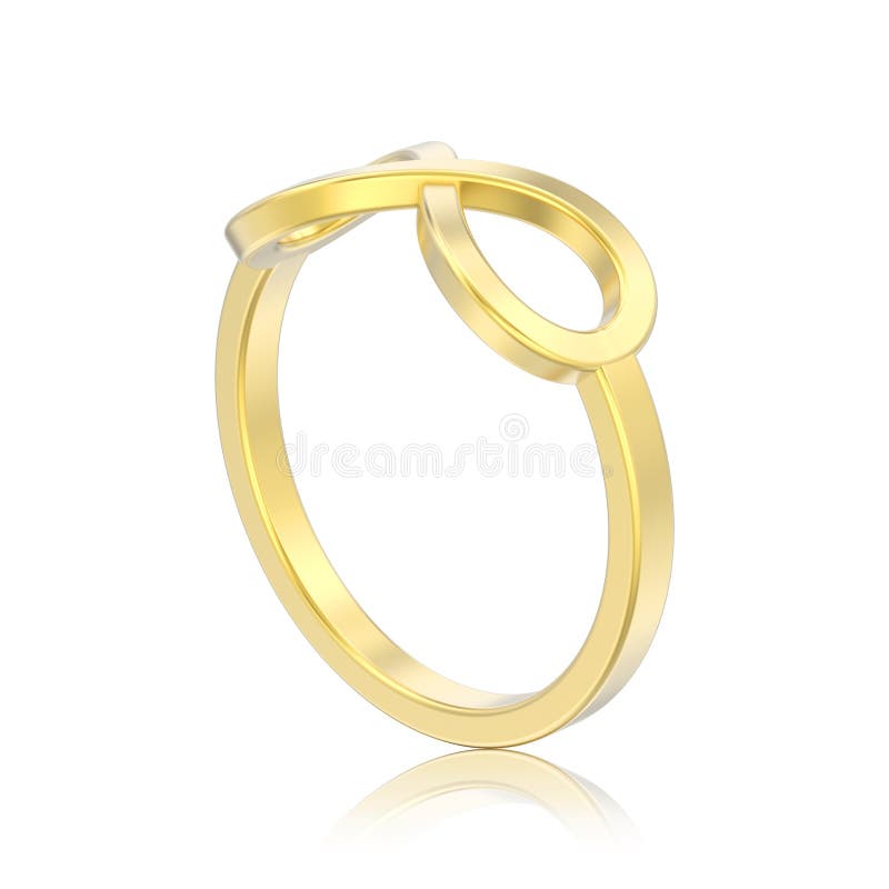 3D Illustration Isolated Gold Simple Infinity Ring with Reflection ...