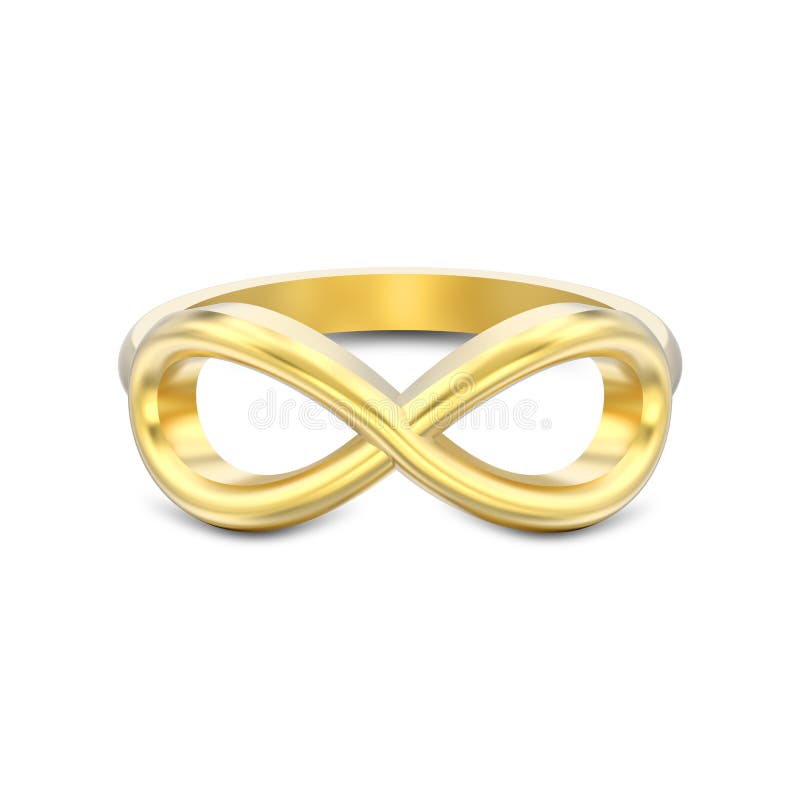 3D Illustration Isolated Gold Simple Infinity Ring with Shadow Stock ...