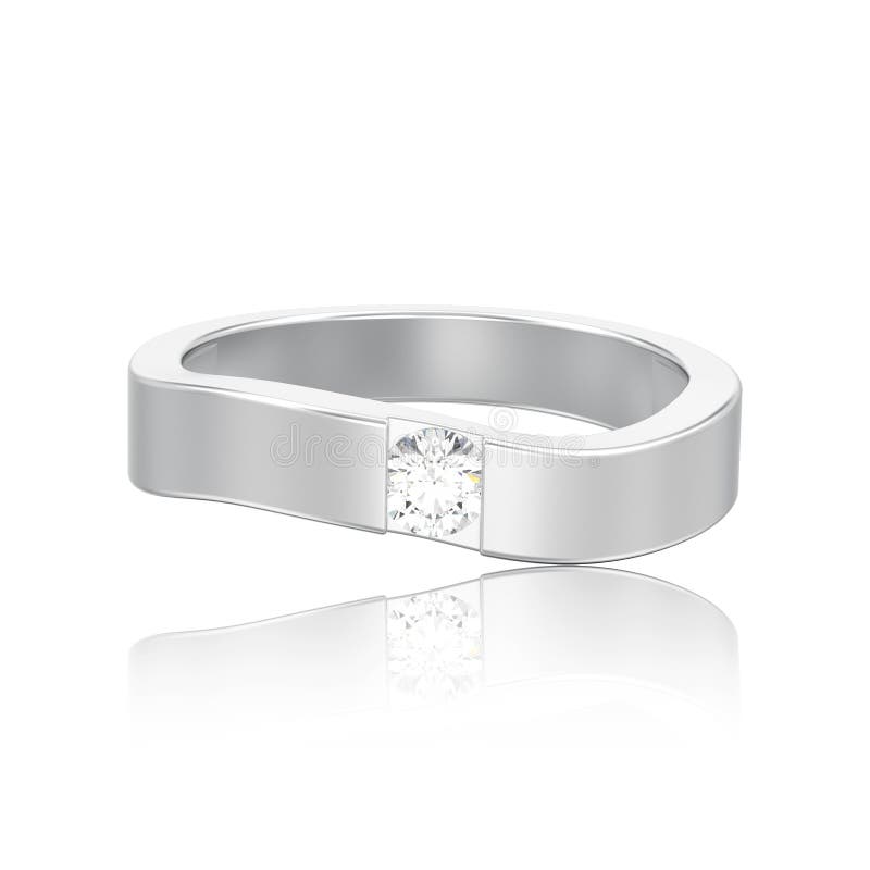 3D Illustration Isolated Illusion Modern Bent Silver Ring with D Stock ...