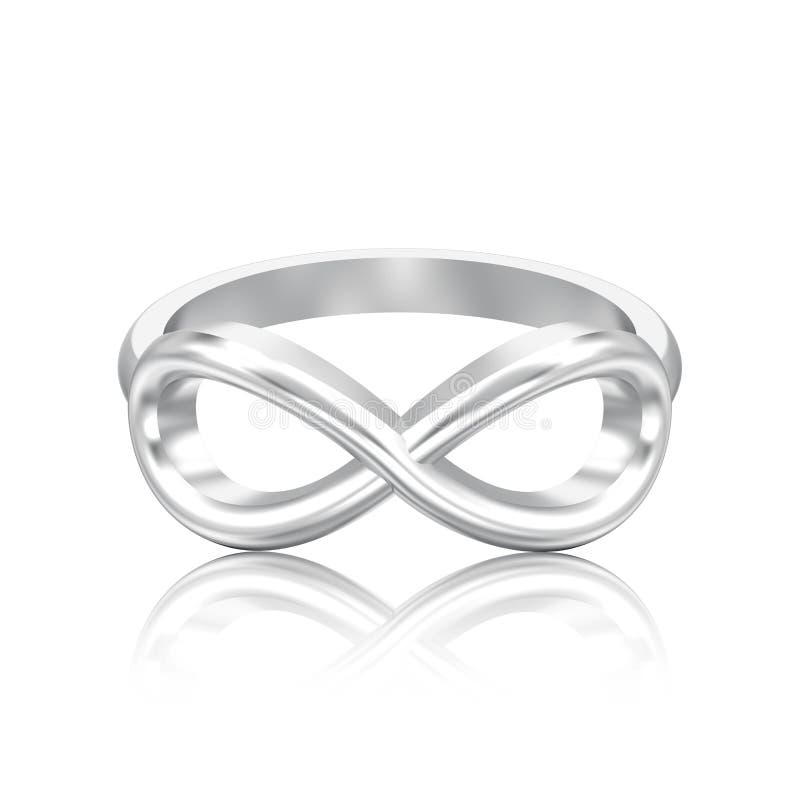 3D Illustration Isolated Silver Simple Infinity Ring with Reflection ...