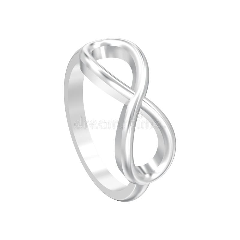 3D Illustration Isolated Silver Simple Infinity Ring Stock Illustration ...