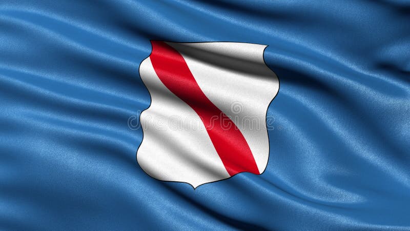 3D Illustration of the Italian State Flag of Campania Waving in the ...