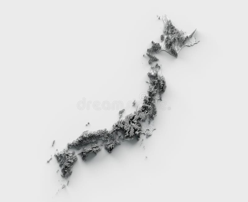 3d Illustration of the Japan Topographic Map on a White Background ...