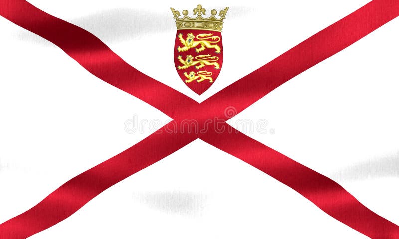 3D-Illustration of a Jersey Flag - Realistic Waving Fabric Flag Stock ...