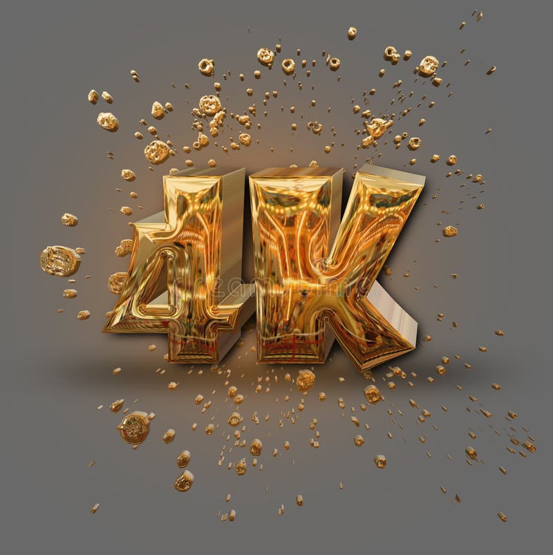 3d Illustration 4k Gold Number Stock Illustration - Illustration of ...