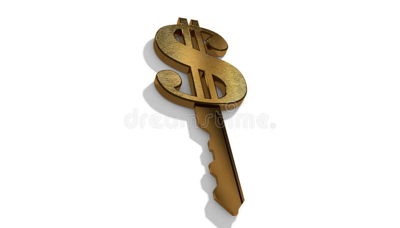 3D Illustration of a Key in the Shape of a Dollar Sign Stock ...