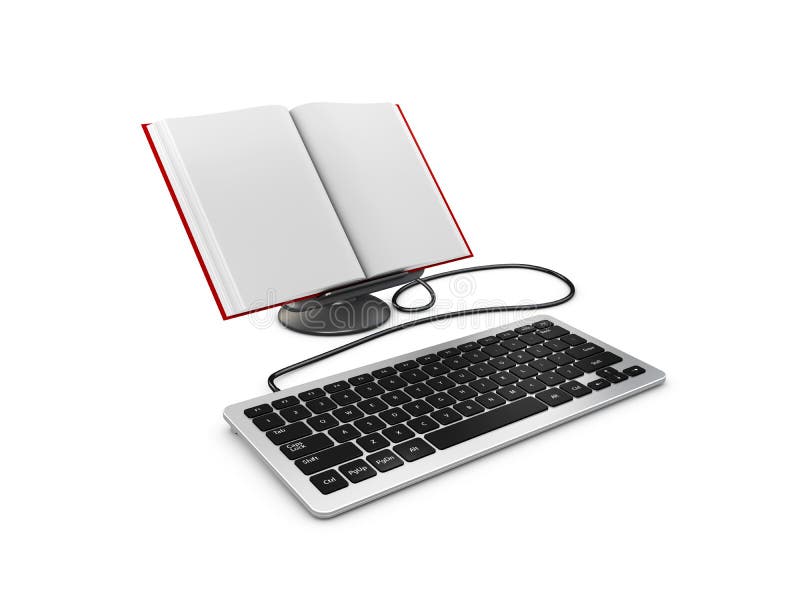 3d Illustration of Keyboard and Book with Blank Page, Concept of Writer ...