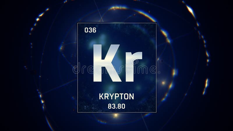 Krypton As Element 36 of the Periodic Table 3D Illustration on Blue ...