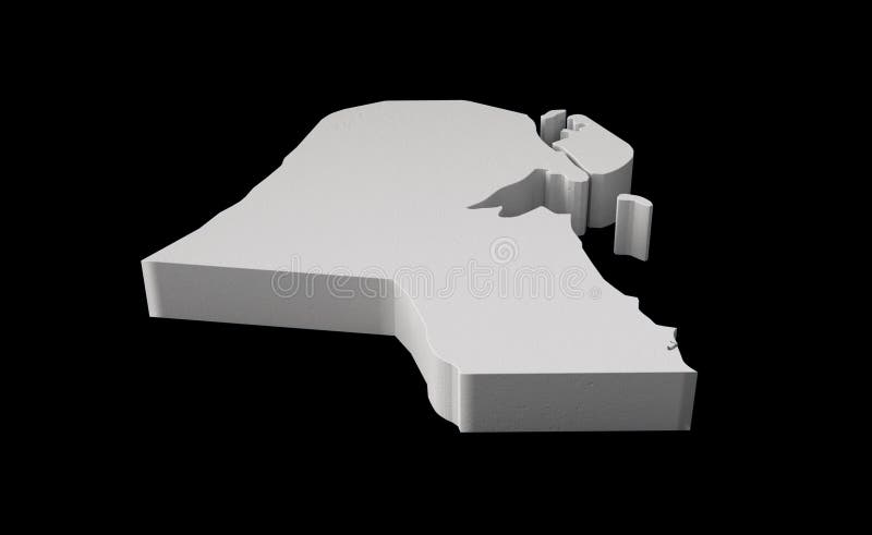 3D Illustration of the Kuwait Map Cartography and Topology Stock ...