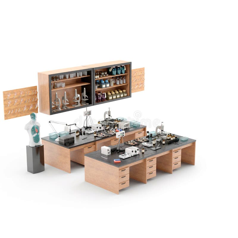 3D Illustration of a Laboratory Room Isolated on a White Background ...