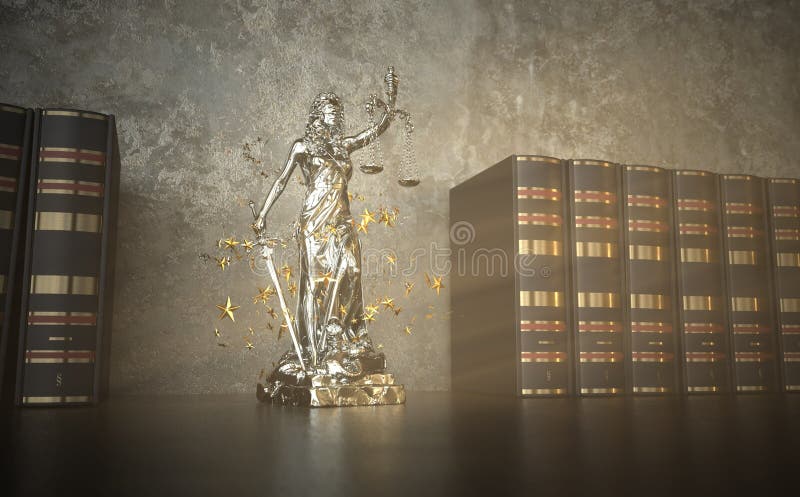 Illustration Lady Justice Statue Flying Stardust Stock Illustrations ...