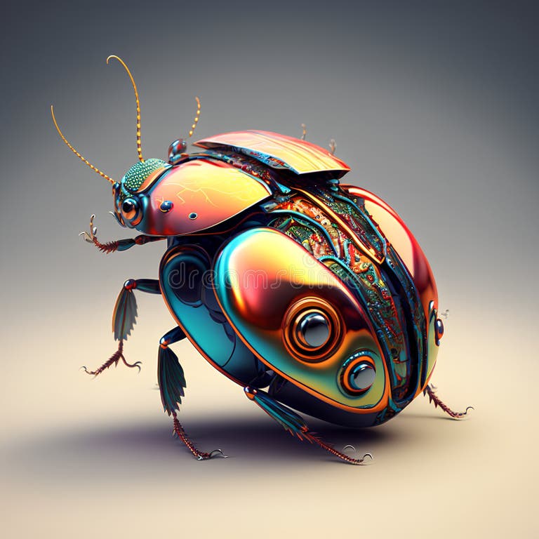 3d Illustration of a Ladybug in the Form of a Shield Stock Illustration ...