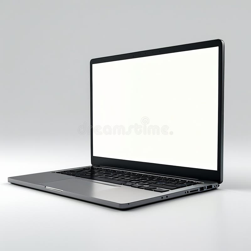 3D Illustration of a Laptop with a Blank Screen on a White Background ...