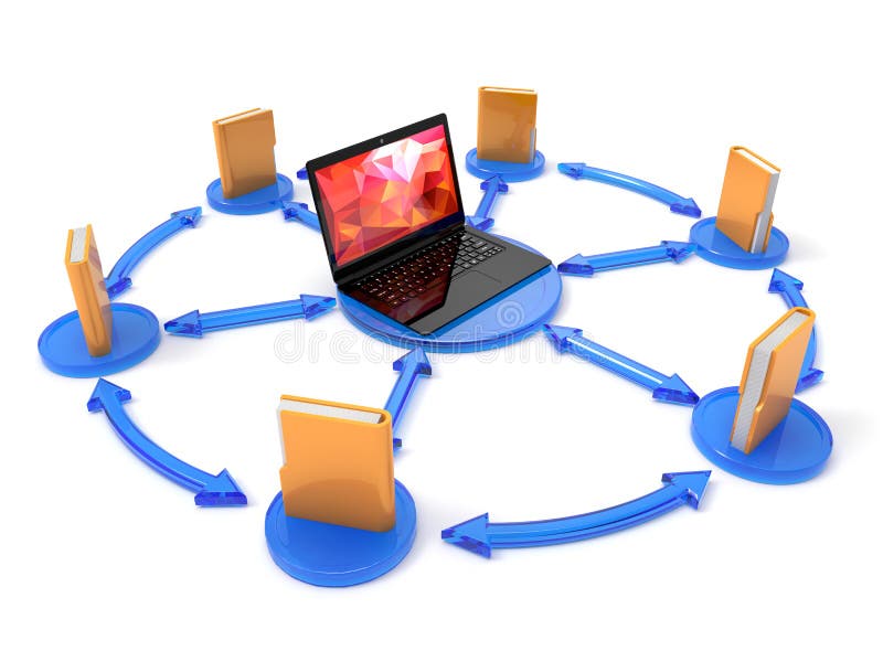 Folder Connected To Computer Network Stock Illustration - Illustration ...