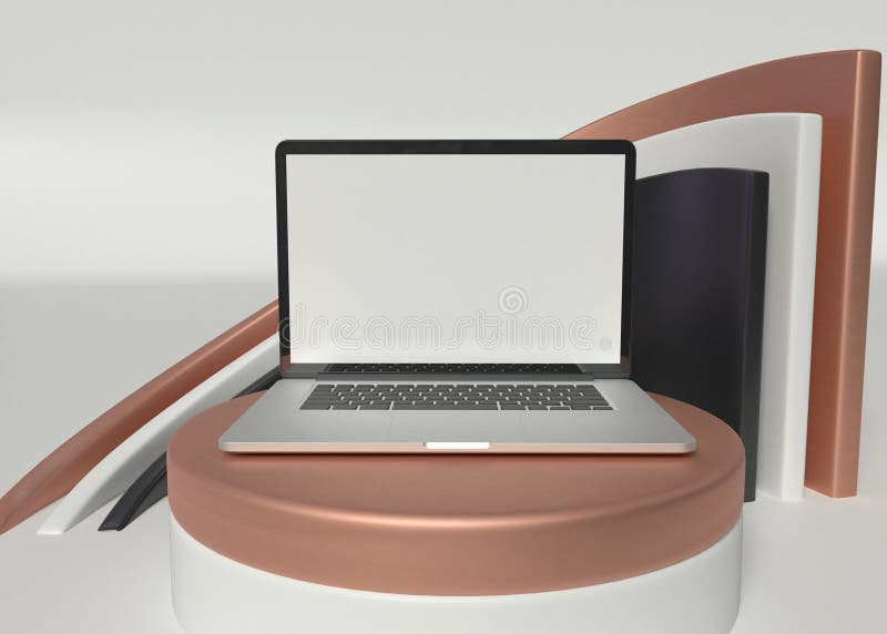 3D Illustration. Laptop Computer with White Screen Stock Illustration ...