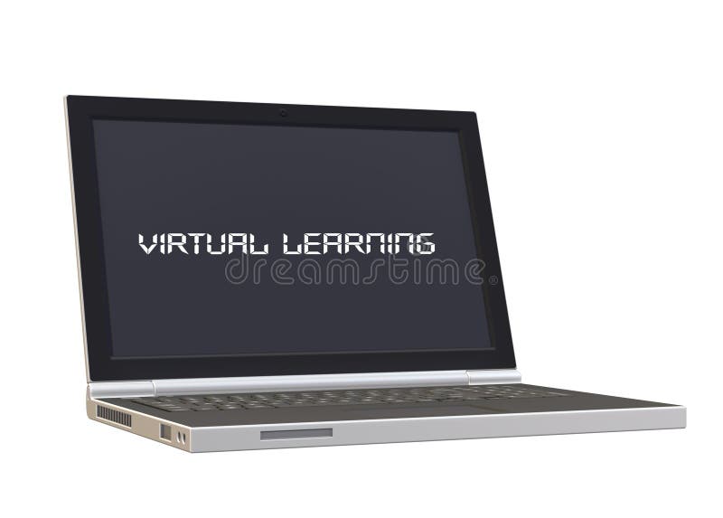 3D Illustration of a Laptop Notebook with Words Virtual Learning on the ...