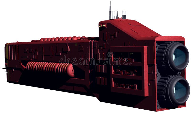 Heavy Space Freighter 3D Illustration Stock Illustration - Illustration ...