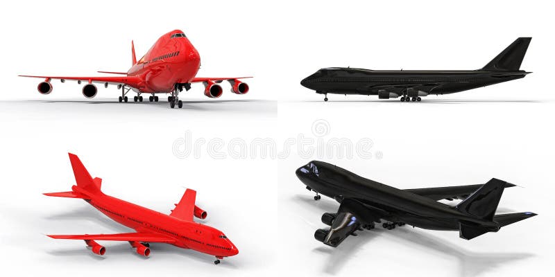 3d Illustration. Large Passenger Aircraft of Large Capacity for Long ...