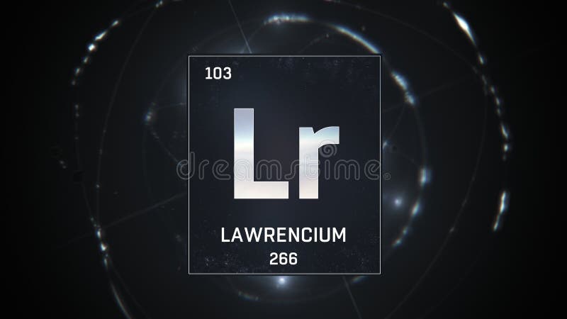 Lawrencium As Element 103 of the Periodic Table 3D Illustration on Blue ...