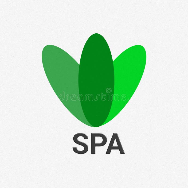 3D Illustration Leafs Logo with Spa Text Isolated on White Background ...