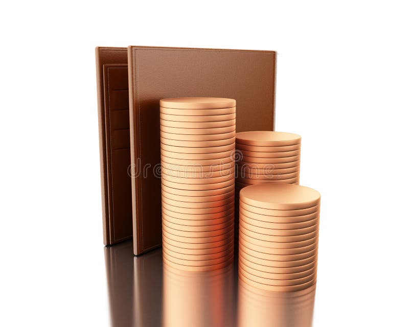 3d Illustration. Wallet with Stack of Bills and Coins Stock ...