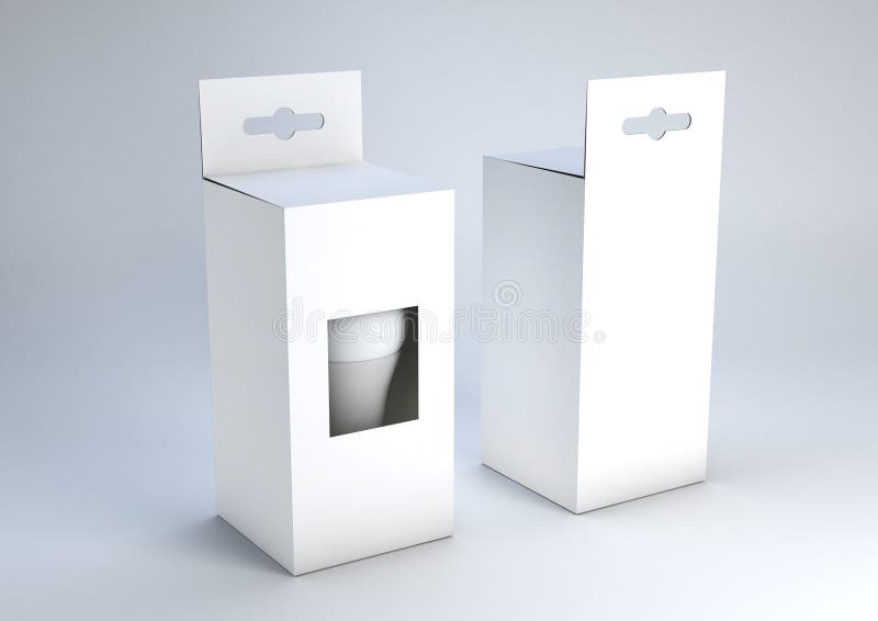 3D Illustration of a LED Bulb Packaging Mockup. Blank Stock ...