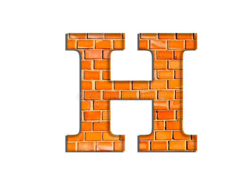 3D Illustration Letter H Old Brick Structure Alphabet Font Isolated on ...