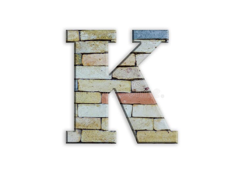 3D Illustration Letter K Brick Structure Alphabet Font Isolated on ...