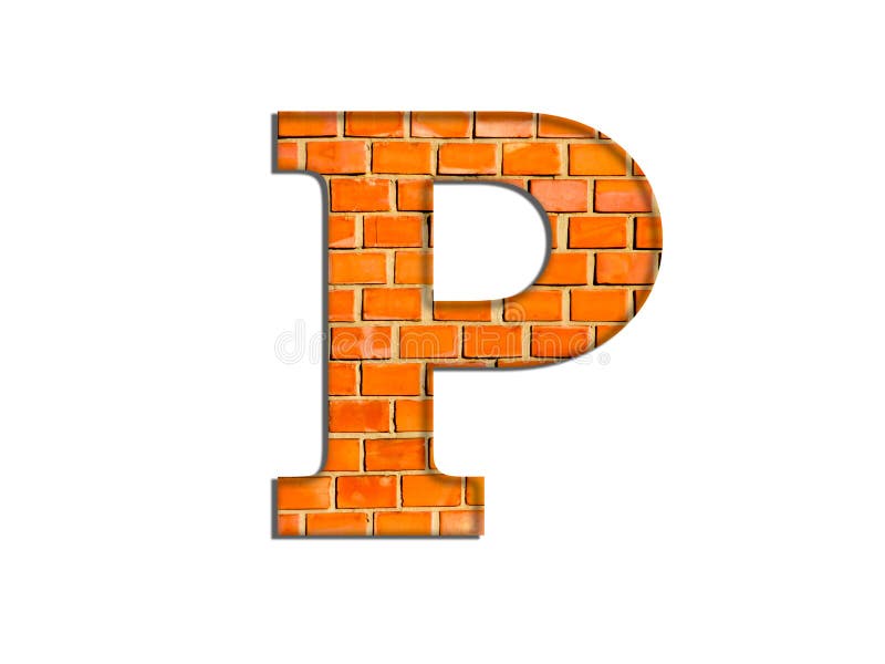 3D Illustration Letter P Old Brick Structure Alphabet Font Isolated On ...