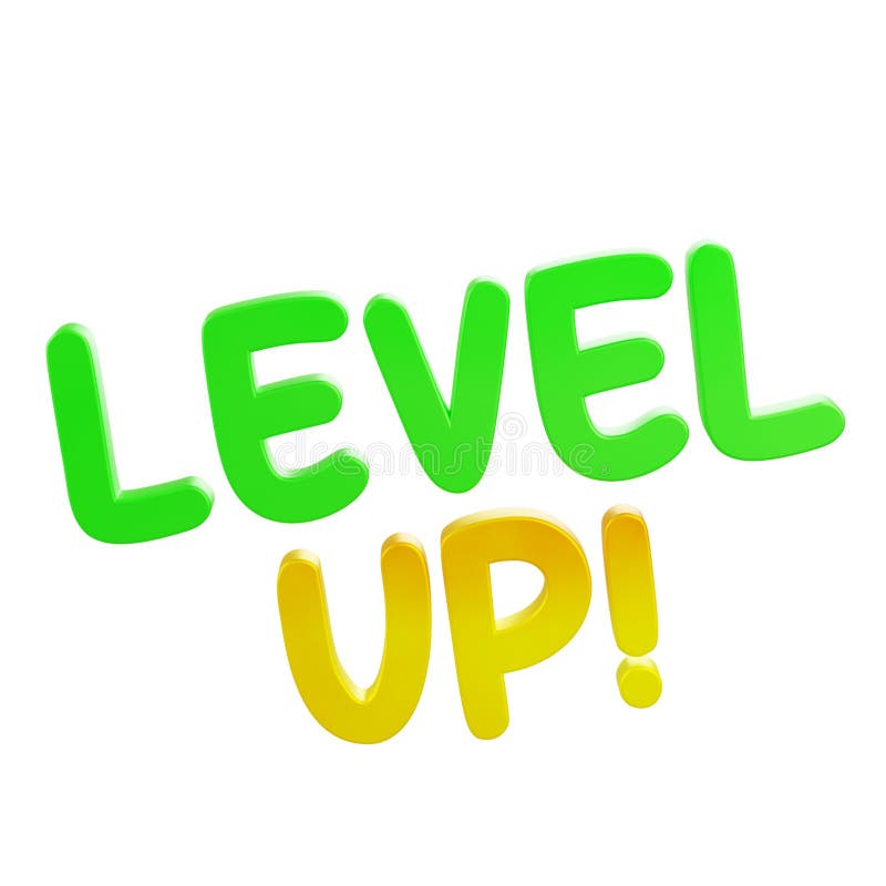 3D Illustration Level Up Notification UI Element Stock Photo ...