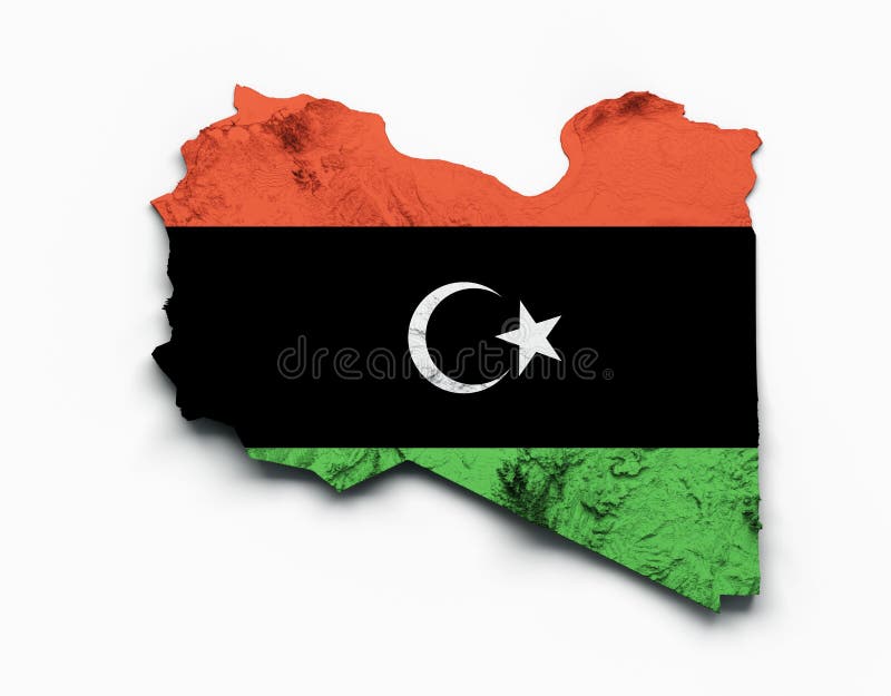 3D Illustration of the Libya Map Isolated on the White Background Stock ...