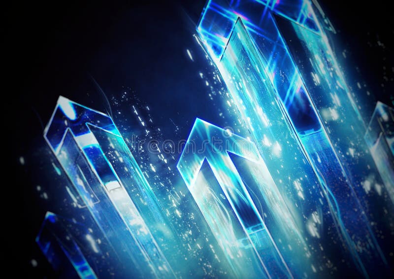 3d Illustration of Light Arrows Flying in the Dark Stock Illustration ...