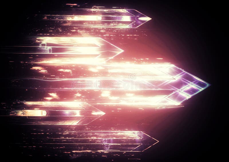 3d Illustration of Light Arrows Flying in the Dark Stock Illustration ...