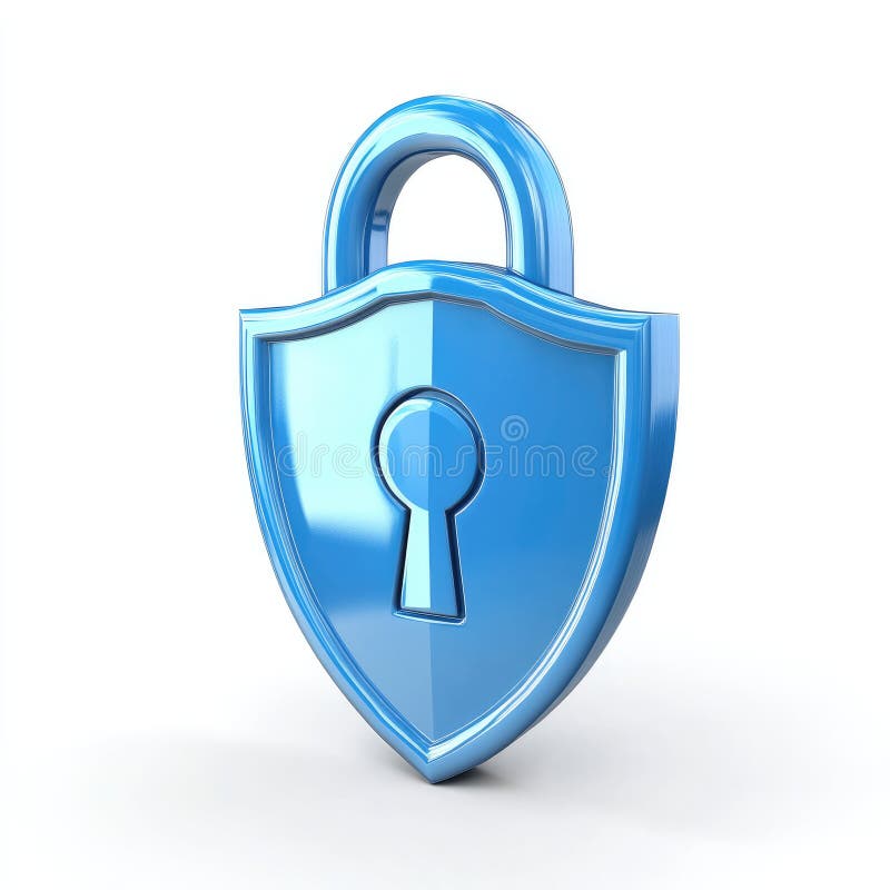 Blue Padlock Shield: Secure Data Protection Concept Stock Illustration ...