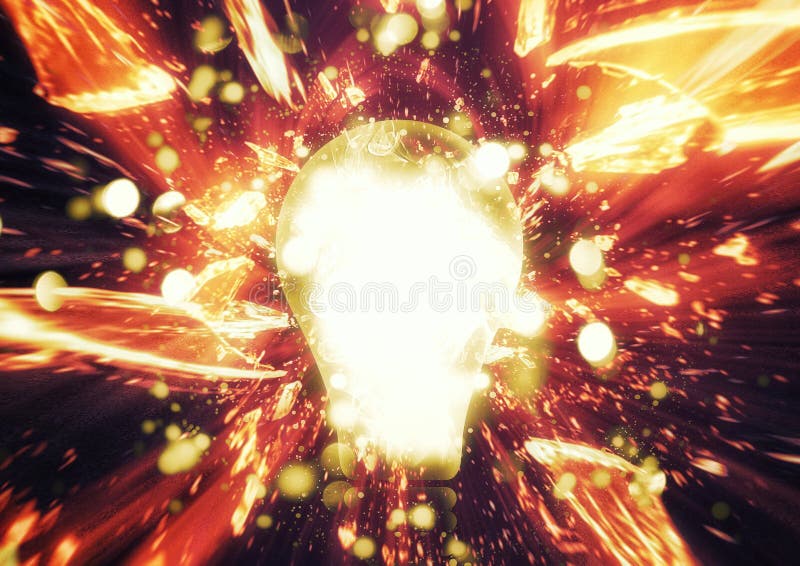 3d Illustration of Exploding Light Bulb Stock Illustration ...