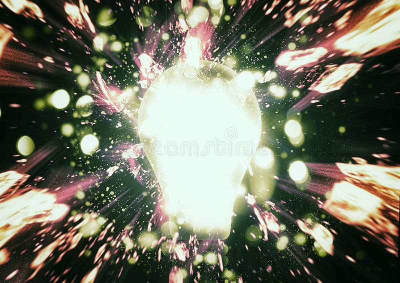 3d Illustration of Exploding Light Bulb Stock Illustration ...