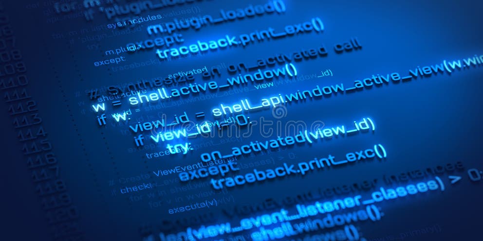 3D Illustration. Lines of Code Stock Illustration - Illustration of ...