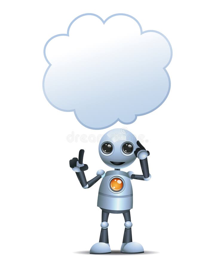 3D Illustration of a Little Robot Thinking Stock Illustration ...