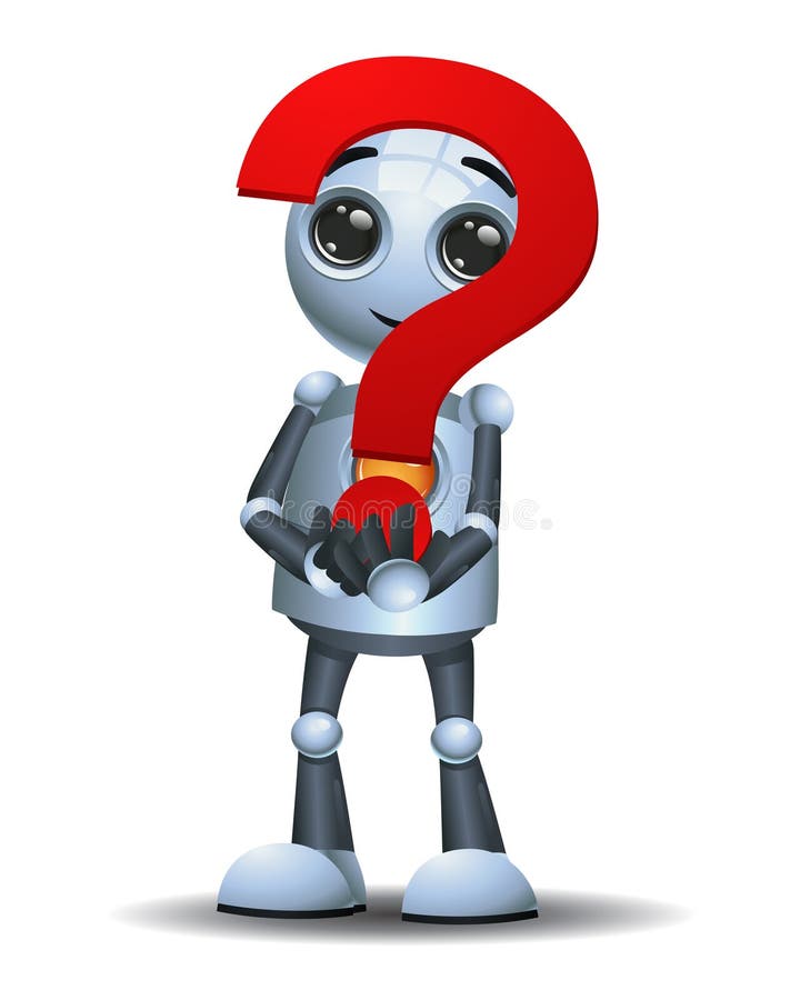 3D Illustration of a Little Robot Worker Carry Question Mark Stock ...