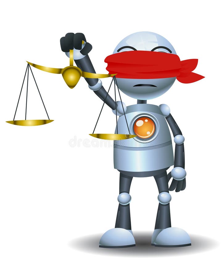 3D Illustration of a Little Robot Worker Hold Balancing Scale Stock ...