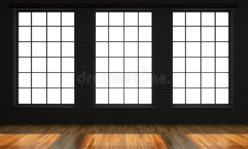 Loft Style Interior with Two Black Windows Stock Illustration ...