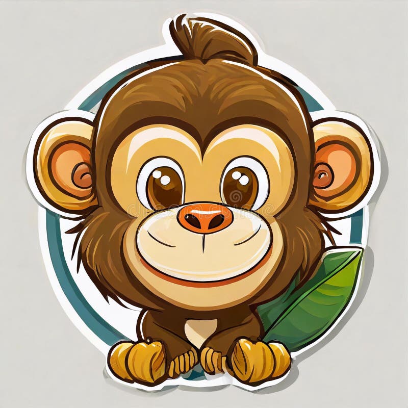 2d Illustration Logo or Emblem, Monkey. Stock Illustration ...