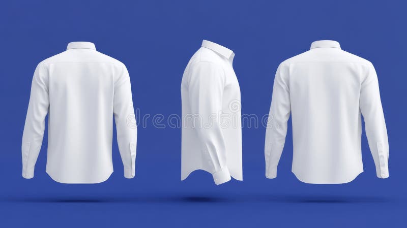 A 3D Illustration of a Long-sleeve Collared Shirt, Featuring Both Front ...