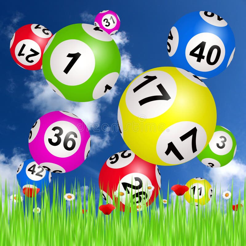 3D Illustration with Lotto Balls Isolated on Blue Sky Stock ...