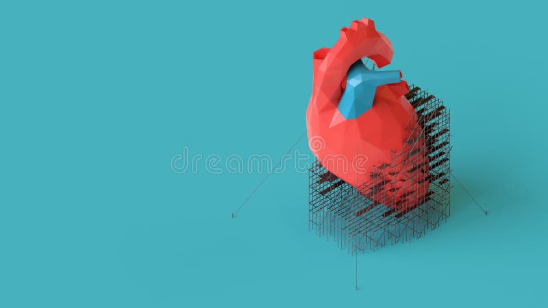 3d Illustration of Low Poly Human Heart Repair Concept Stock ...