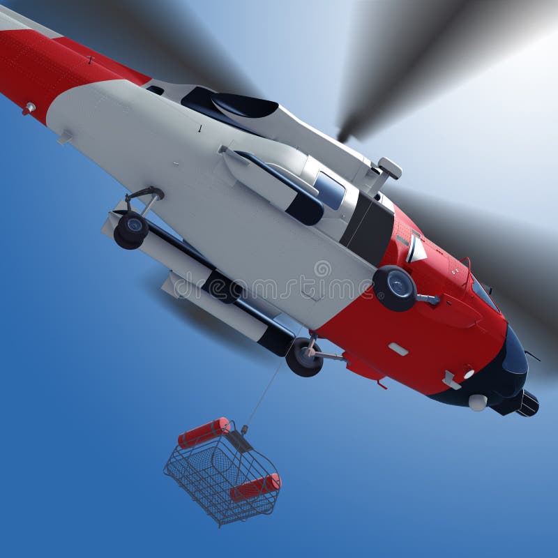 Helicopter Coast Guard Fly Basket Stock Illustration - Illustration of ...