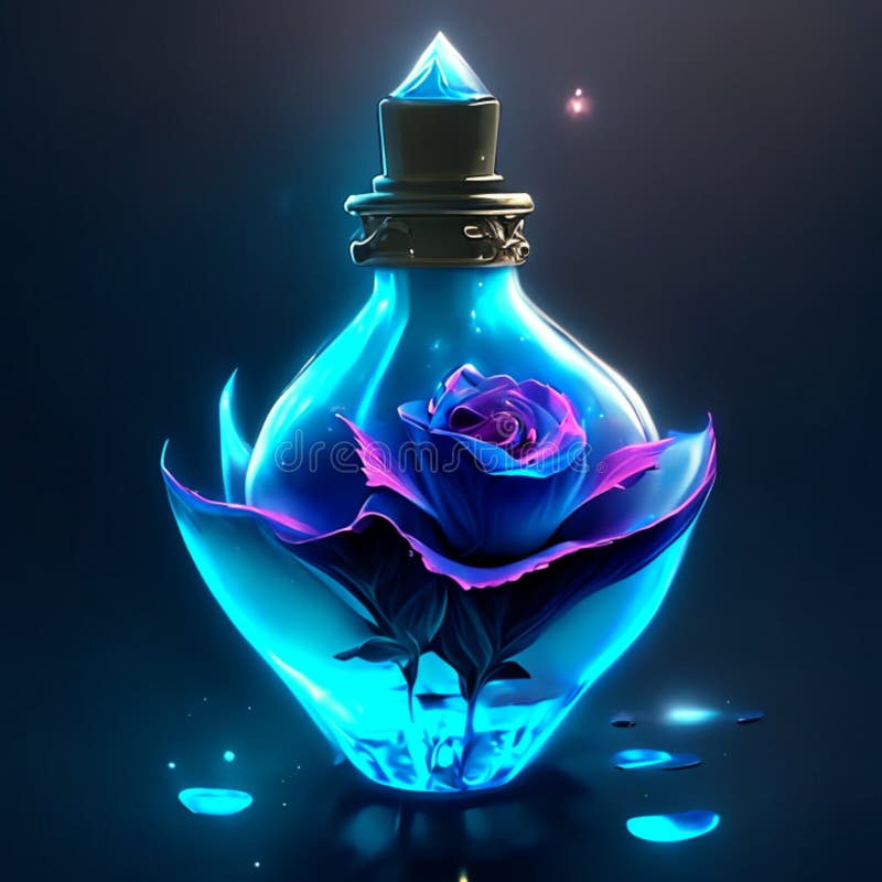 3d Illustration of a Magic Potion in a Bottle with a Rose Inside AI ...