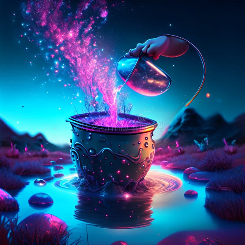 3d Illustration of a Magic Potion in a Cauldron. 3d Rendering ...